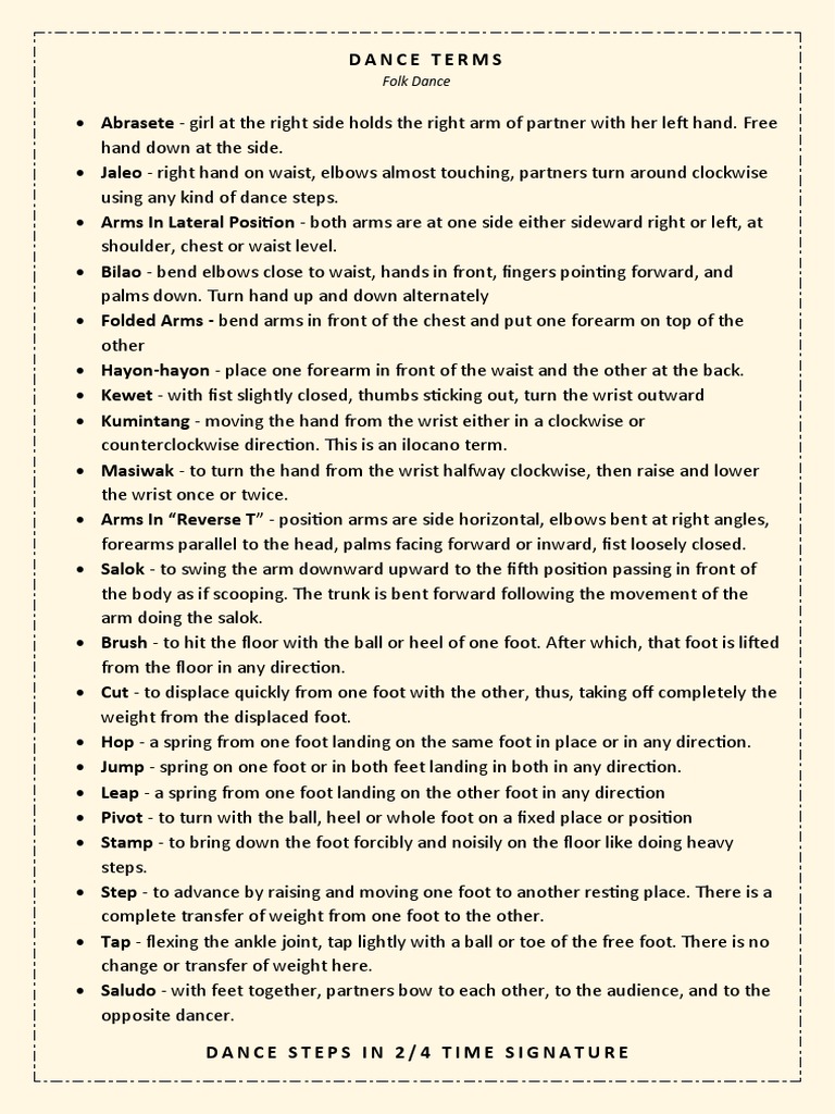 Dance Terms | PDF | Hand | Foot