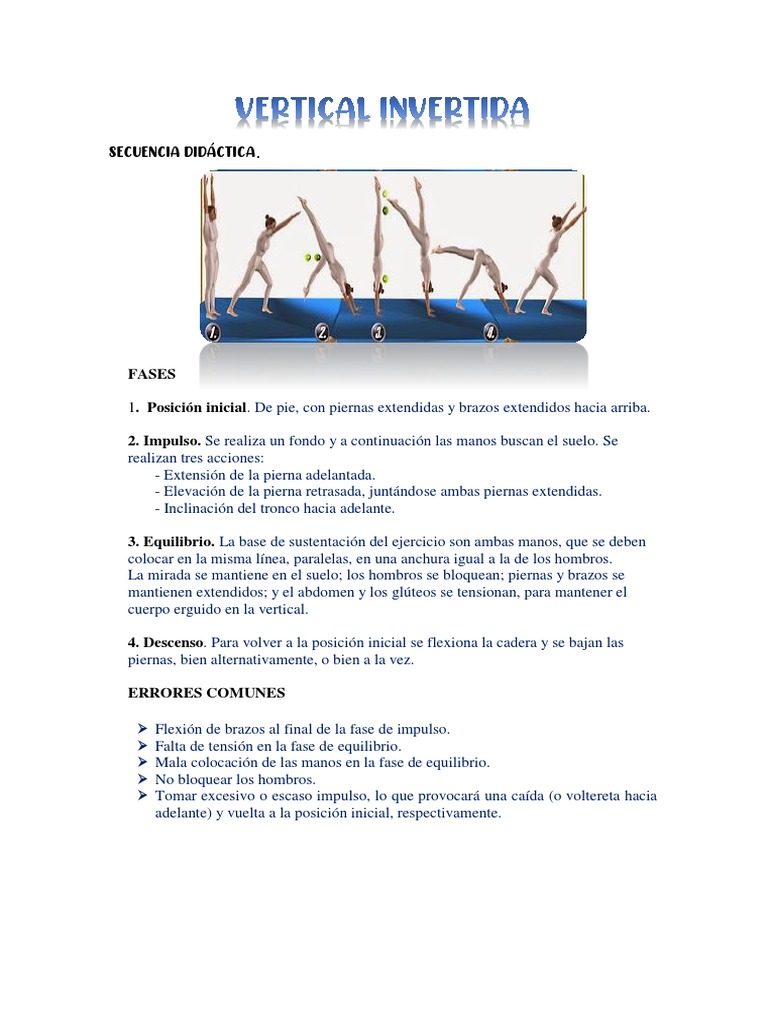 Fases de la Vertical Invertida en Gimnasia | PDF | Artes del Lenguaje y ...