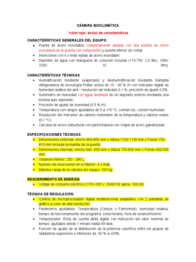 ADJ CÁMARA BIOCLIMÁTICA - Revisado | PDF | Temperatura | Humedad
