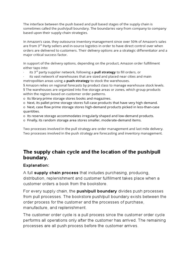 The Supply Chain Cycle and The Location of The Push/pull Boundary | PDF | Supply Chain | Warehouse