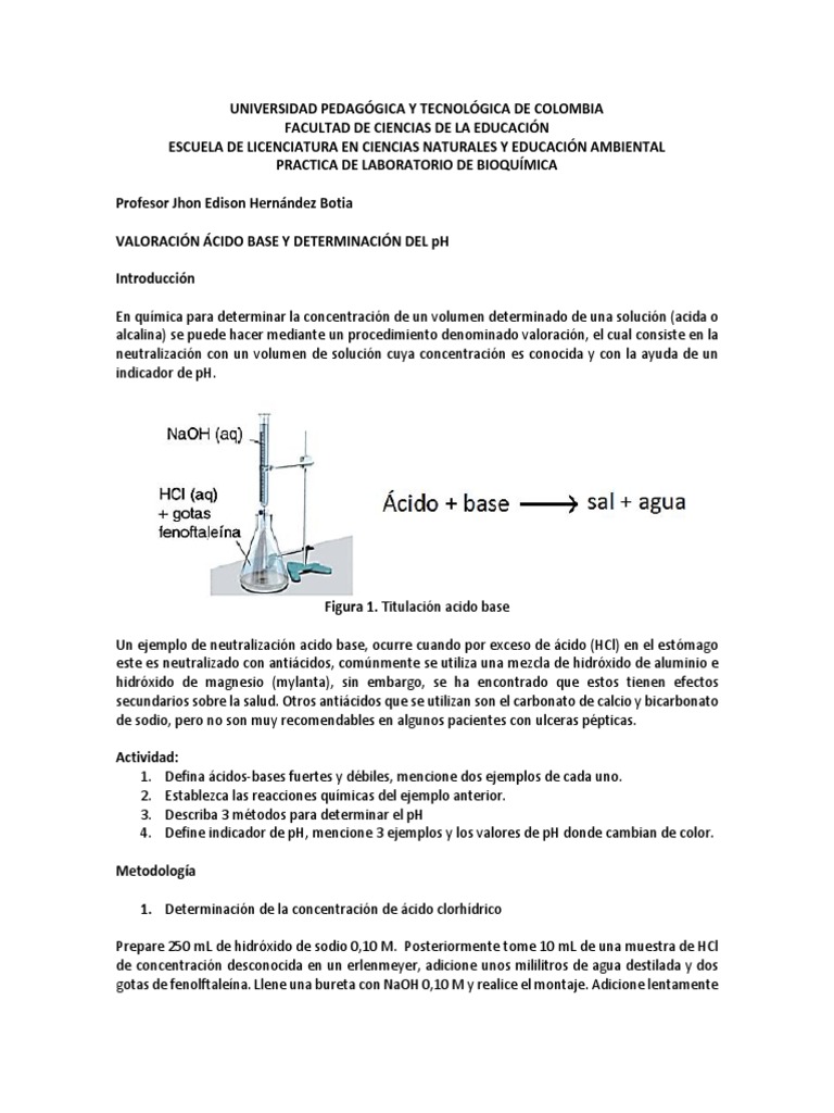 Guía Valoración Acido Base y Determinación Del PH | PDF | Ciencias ...