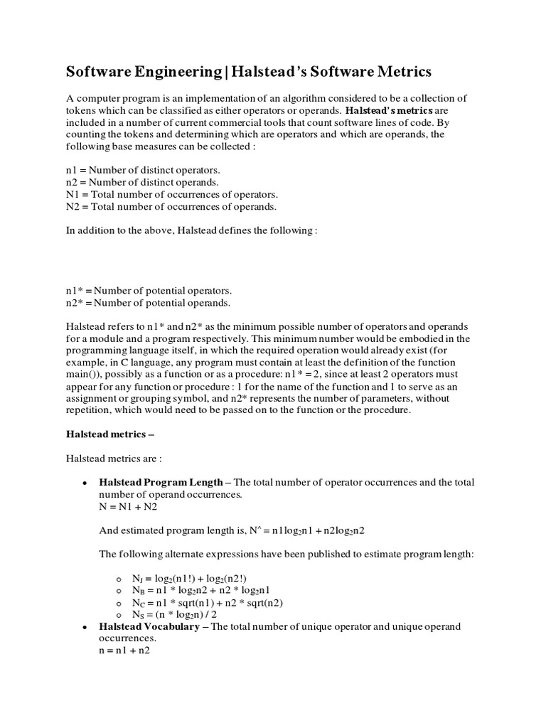 Halstead Explained | PDF | Subroutine | Computer Programming
