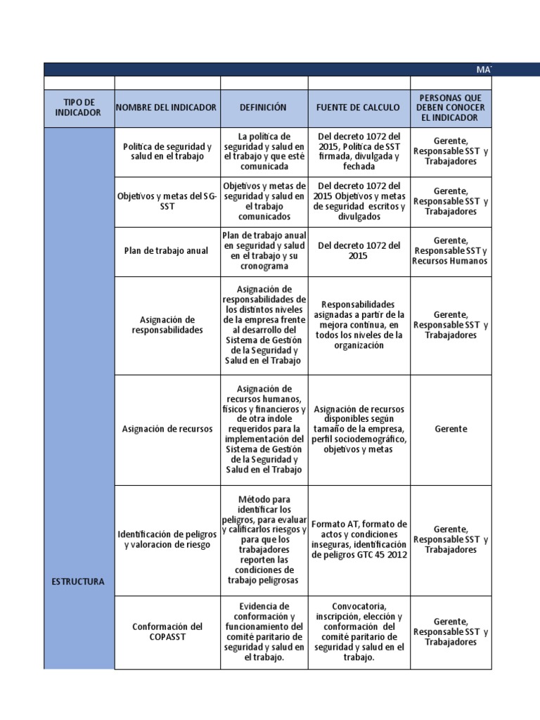 Matriz de Indicadores | PDF | Ciencias de la Salud