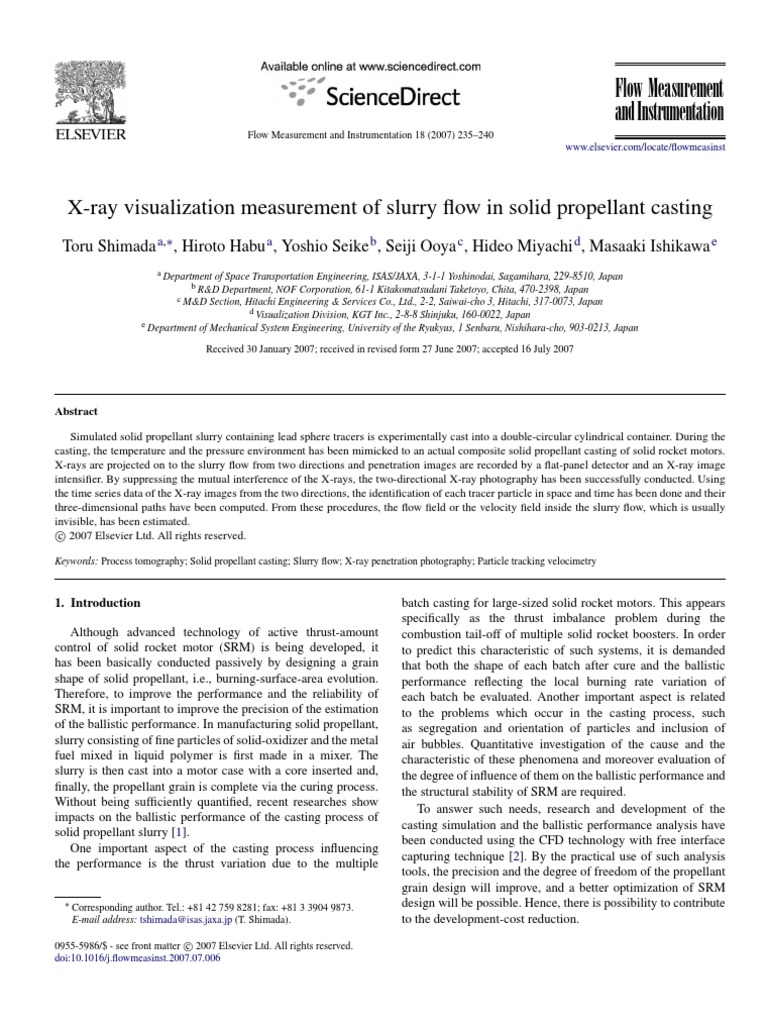 Flow Measurement and Instrumentation: X-Ray Visualization Measurement ...