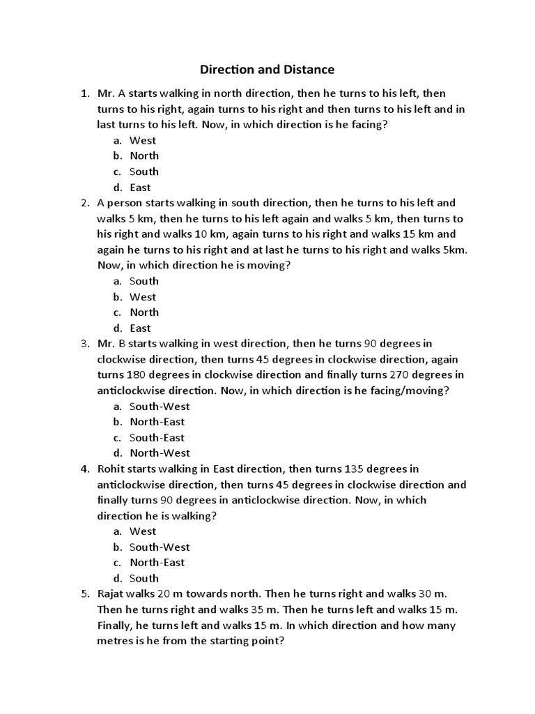 Direction and Distance | PDF