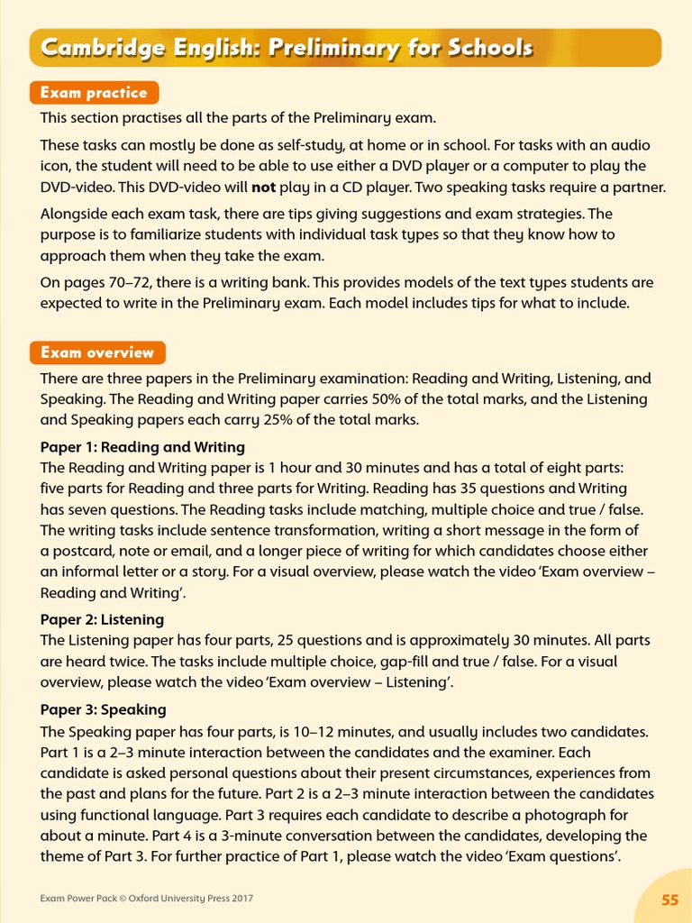 Cambridge Preliminary .Exam Practice. | PDF