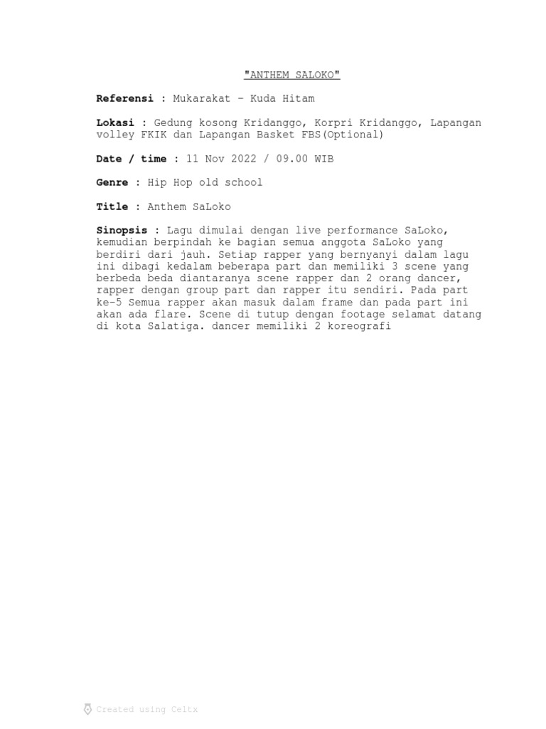 Contoh Script Music Videos | PDF