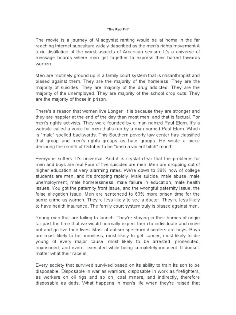 The Red Pill Pdf Feminism Gender Studies