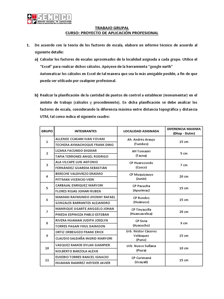 Trabajo Grupal - Factor de Escala (Proyecto Apl. Profesional) | PDF