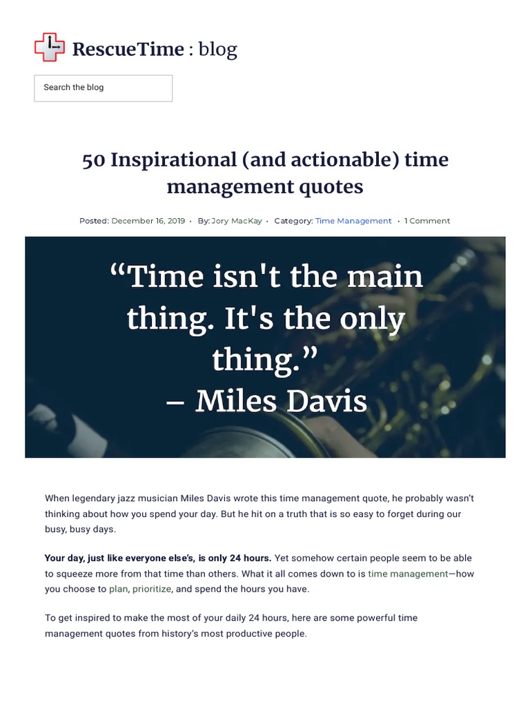 50 Inspirational (And Actionable) Time Management Quotes - Rescu | PDF ...