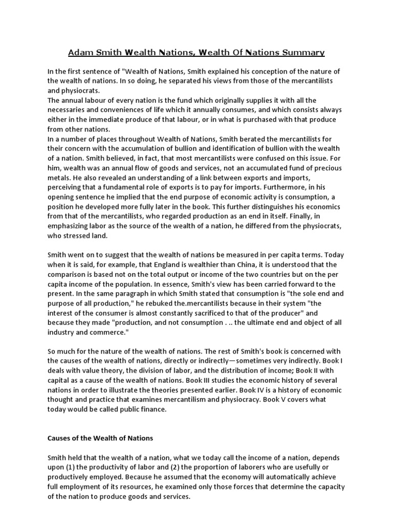Adam Smith Wealth Nations | PDF | Division Of Labour | Labour Economics