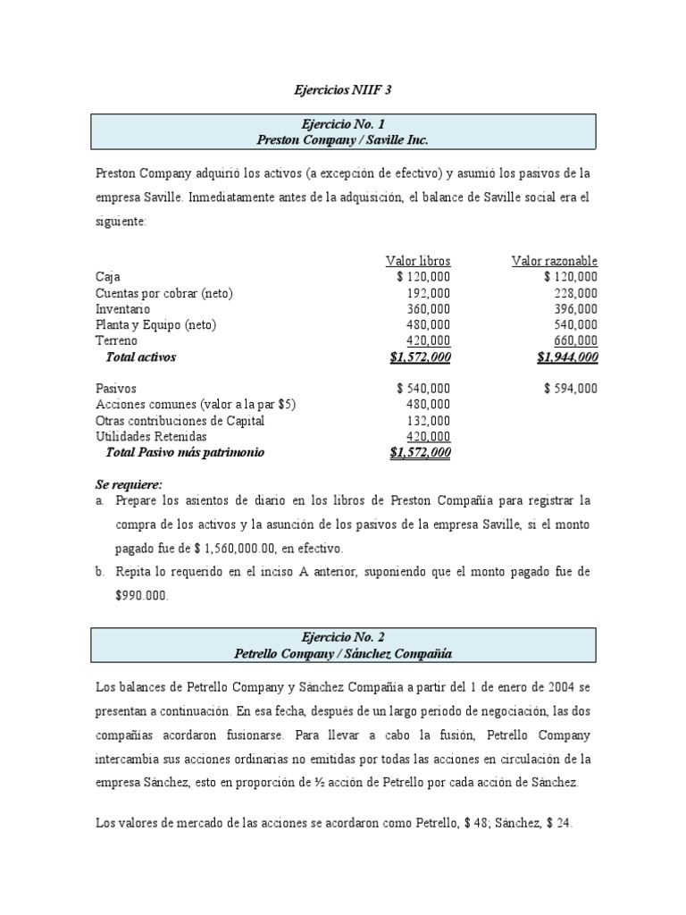 Ejercicio - NIIF - 3 No. 9 03122022 | PDF | Compartir (Finanzas) | Economias