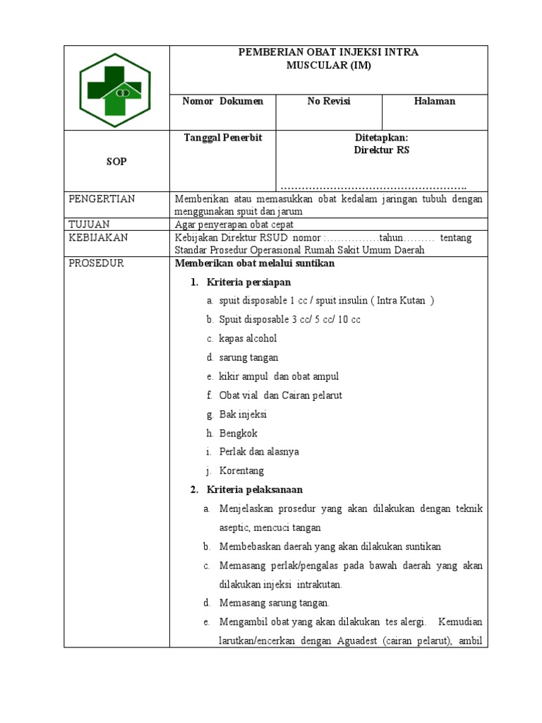 SOP Injeksi IM IV | PDF