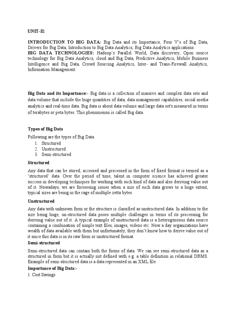 Unit 2 | PDF | Apache Hadoop | Analytics