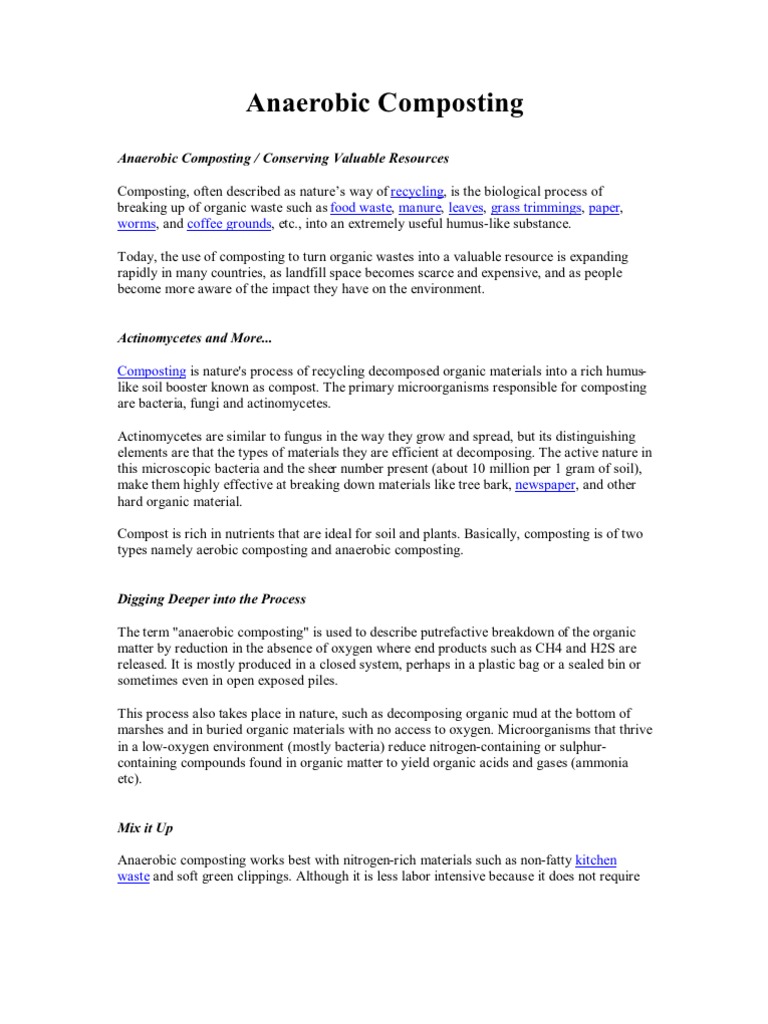 Anaerobic Composting | PDF | Compost | Anaerobic Digestion