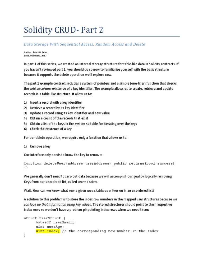 Soliditycrud Pt2 Download Free Pdf Database Index Pointer Computer Programming