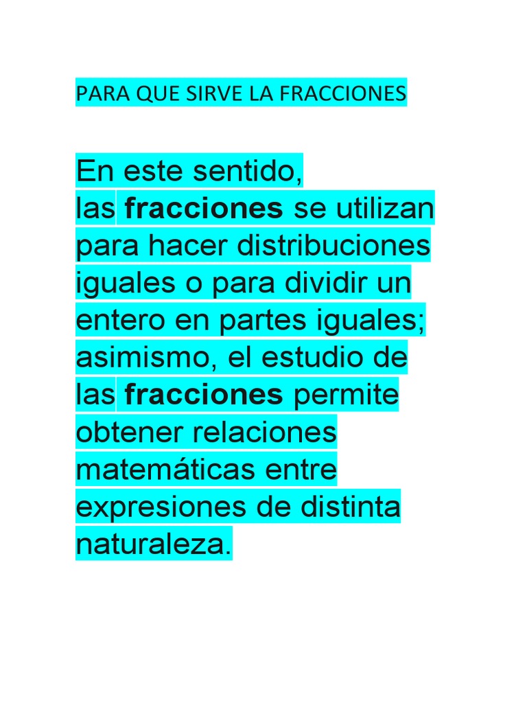 Para Que Sirve La Fracciones | PDF