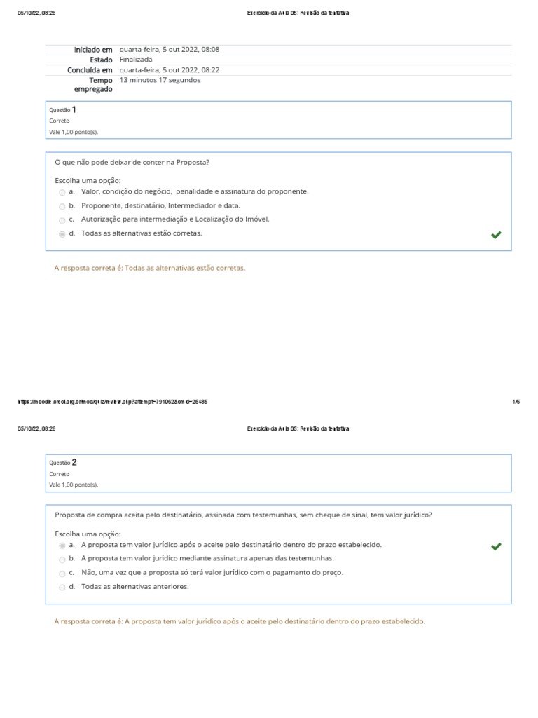 Exercício Da Aula 05 - Revisão Da Tentativa | PDF