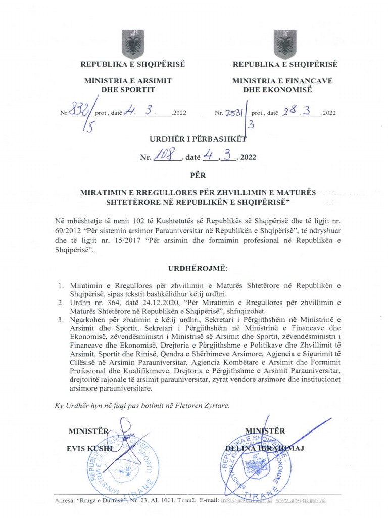 Rregullore MSH 2022 | PDF