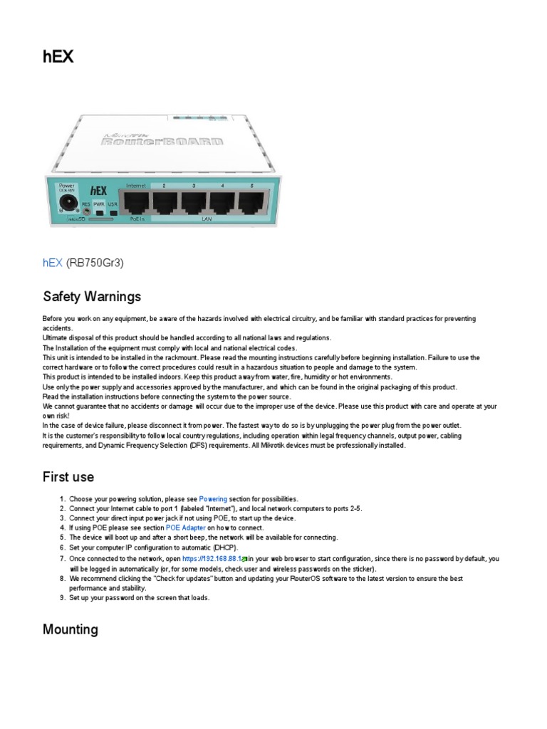 Hex Rb750gr3 Ug | PDF | Computer Network | Electromagnetic Interference