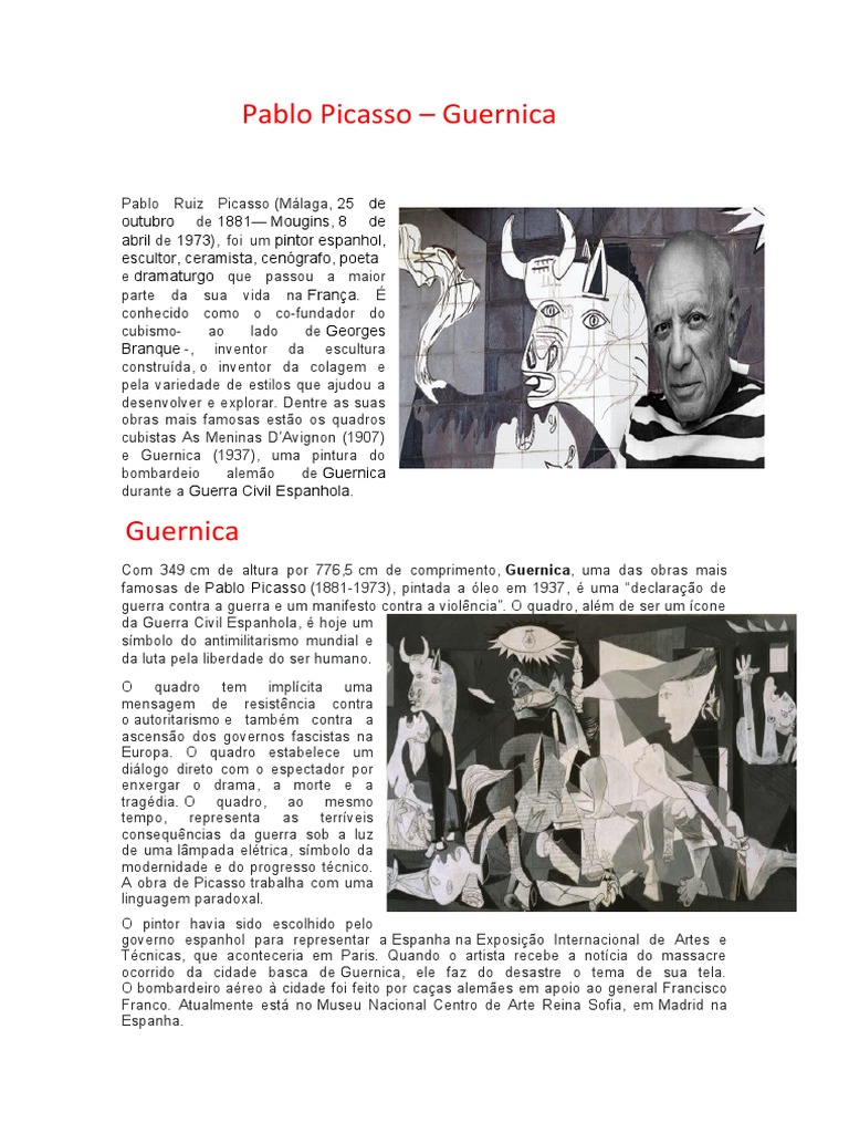 Pablo Picasso - Guernica | PDF | Pablo Picasso