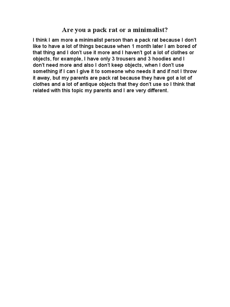 Are You A Pack Rat or A Minimalist | PDF | Wellness