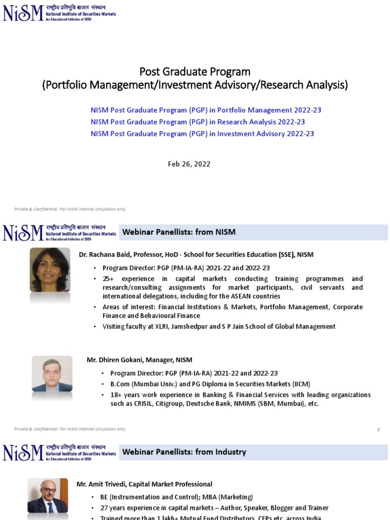 Nism PGP PM Ia Ra 2022 23 Webinar Website | PDF | Securities (Finance) | Business