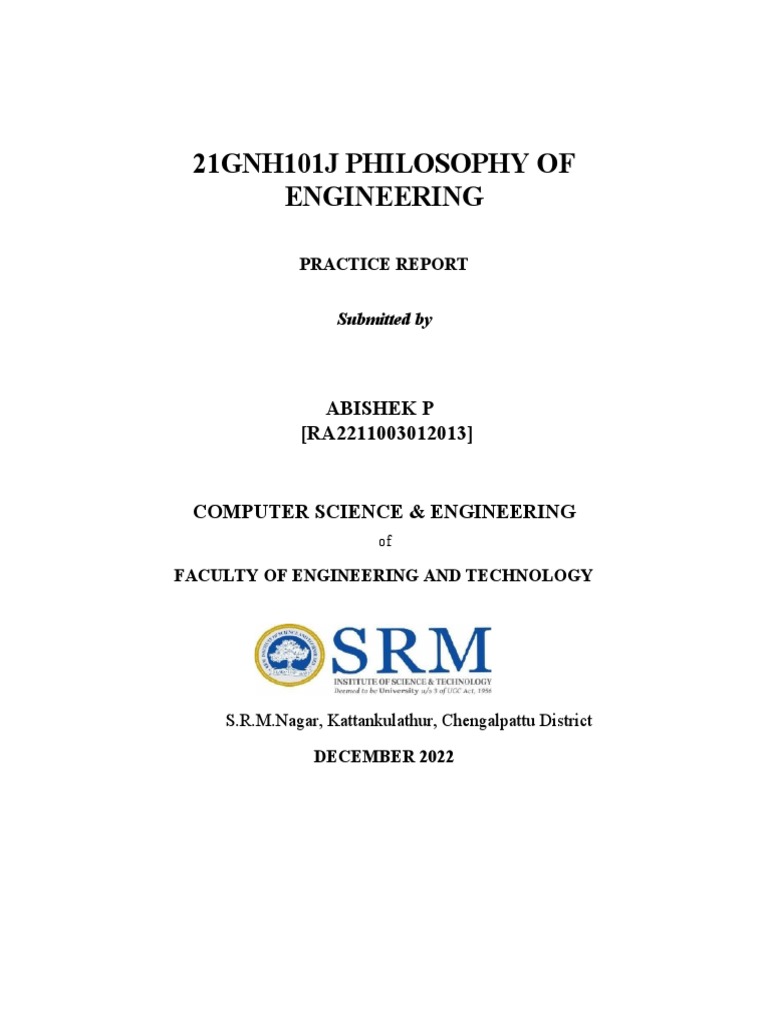 21gnh101j Philosophy of Engineering 445566666 | PDF | Engineering | Design