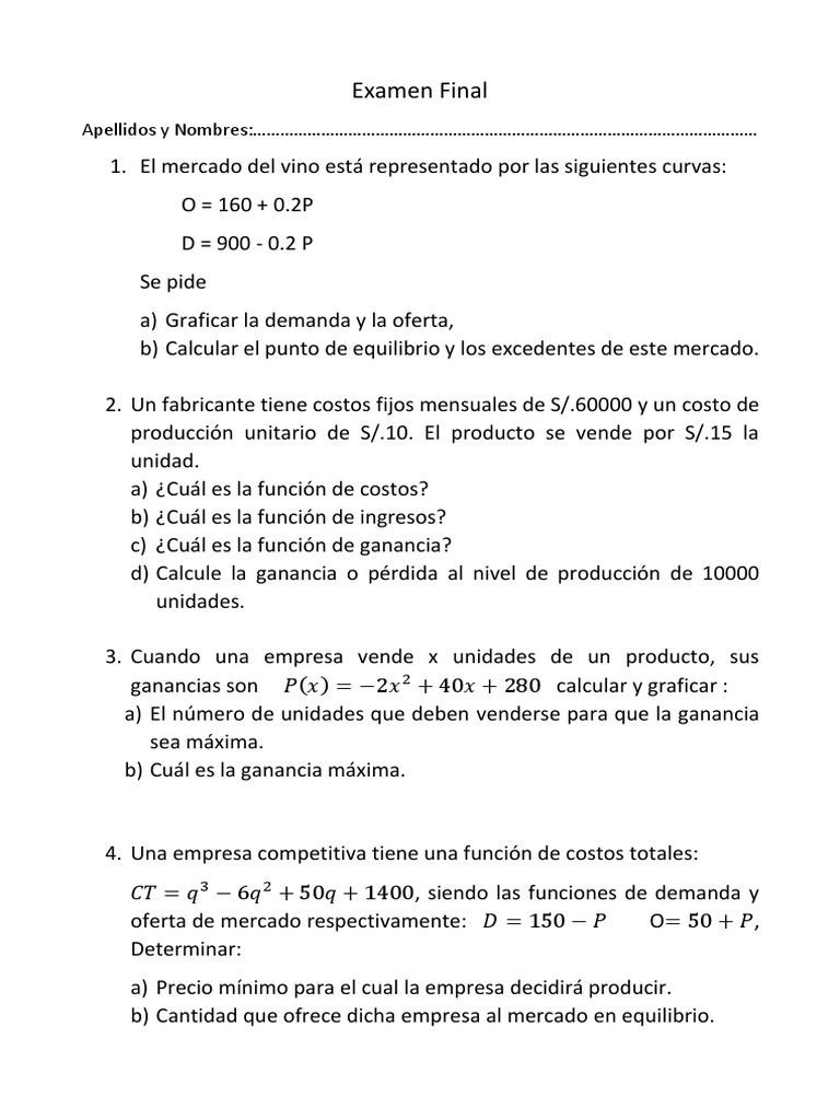 Examen Final Microeconomia | PDF