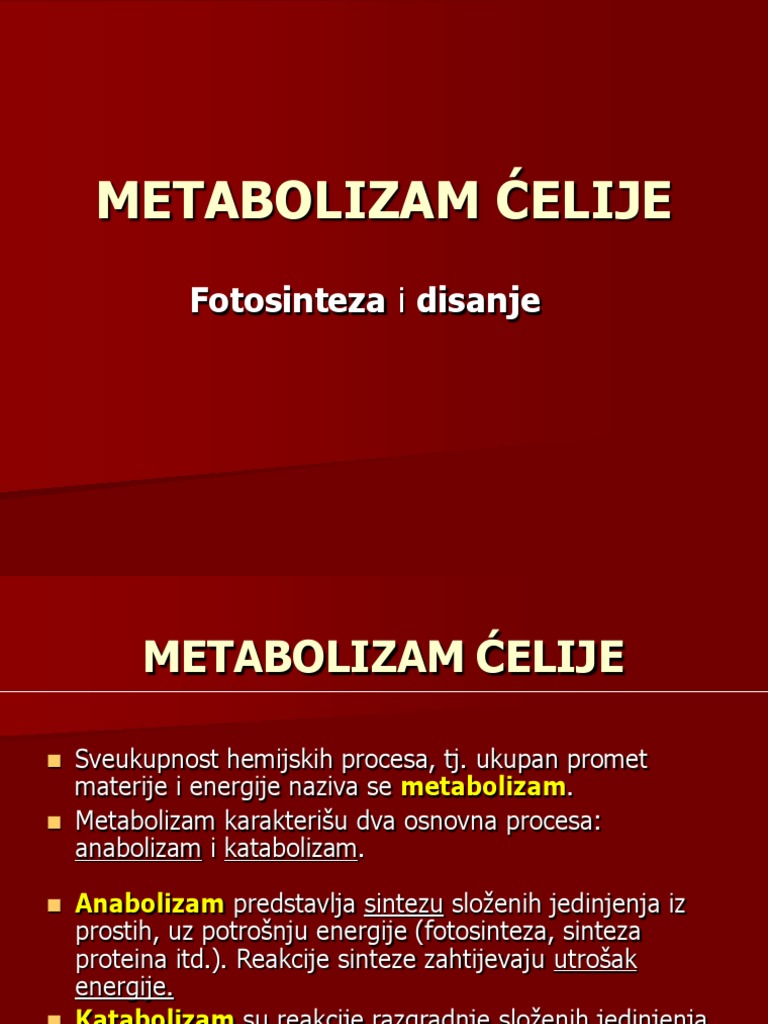 5 Metabolizam Ćelije | PDF