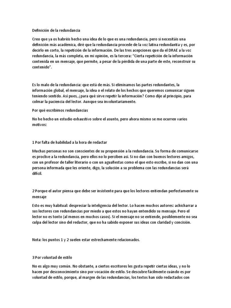 Definición de La Redundancia | PDF