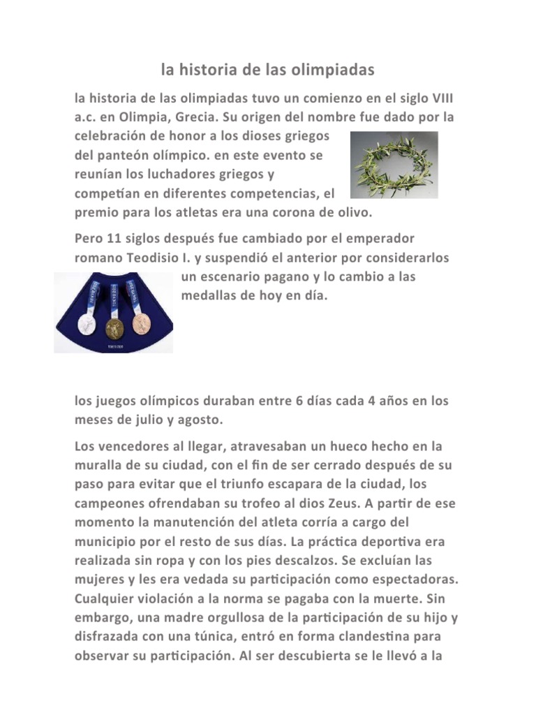 La Historia de Las Olimpiadas | PDF | Maratón | Juegos olímpicos