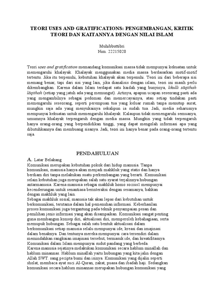 Teori Uses and Gratifications | PDF