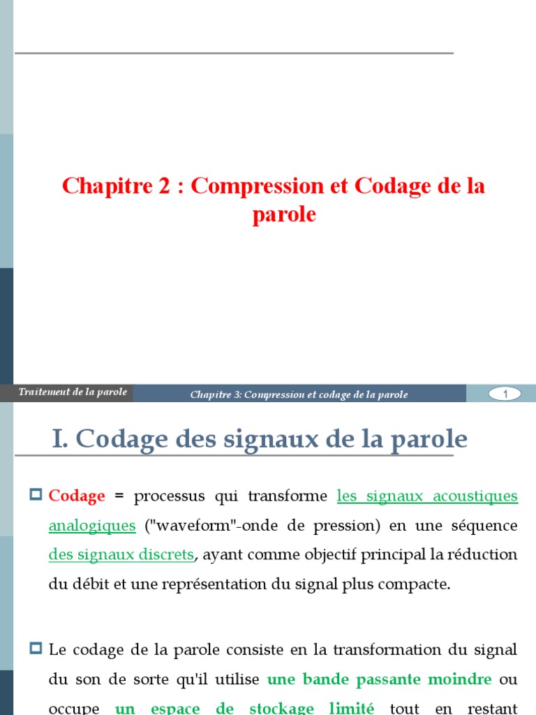Chapitre 2-Traitement Du Son | PDF | Compression de données | Échantillonnage (signal)