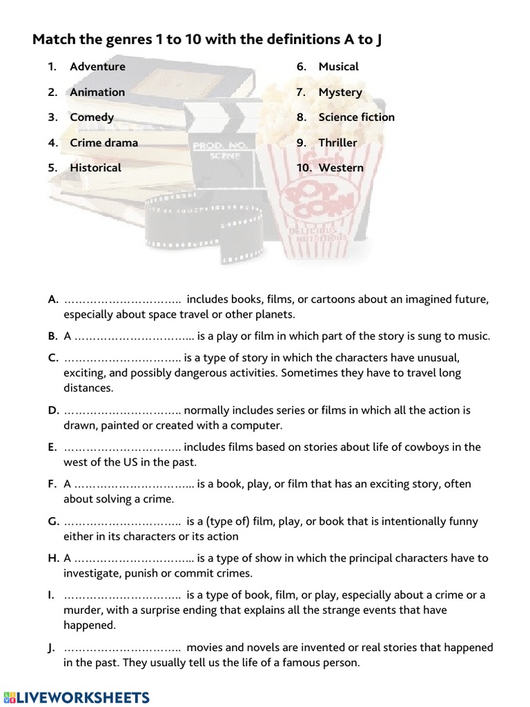Match The Genres 1 To 10 With The Definitions A To J | PDF