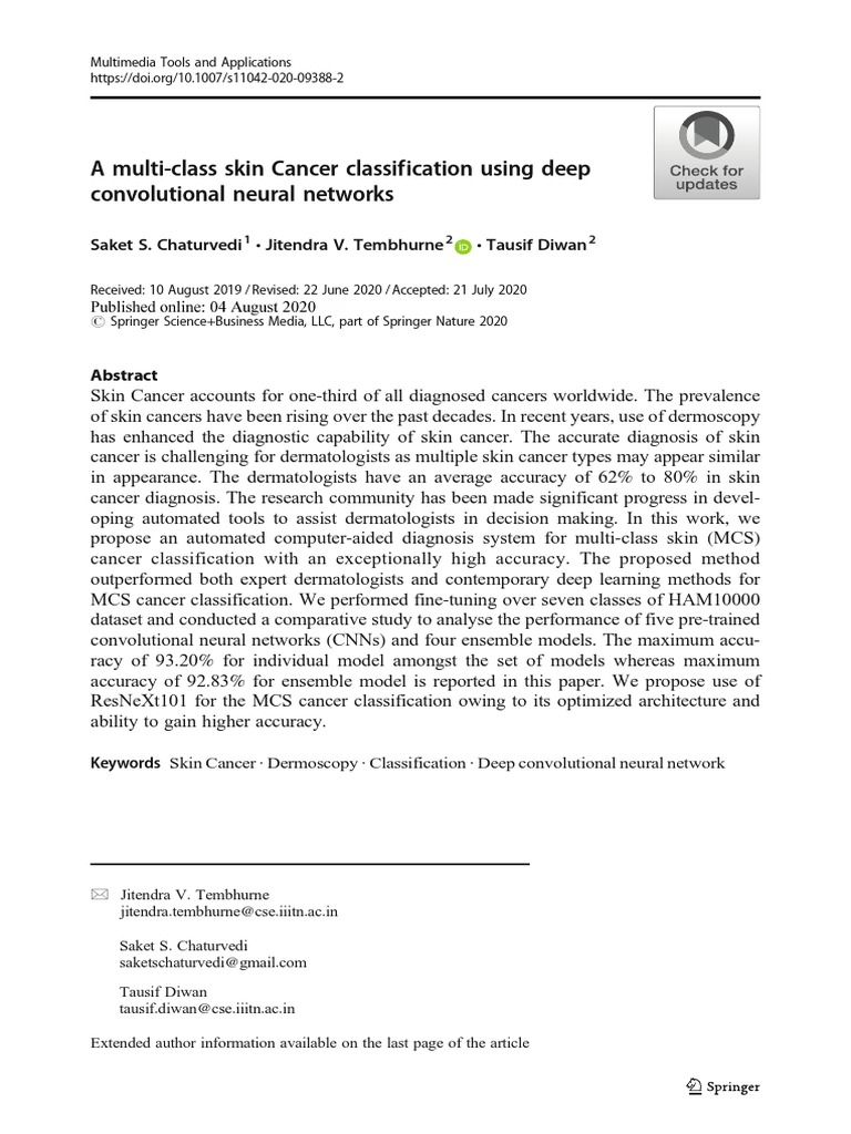 Skin Cancer Classification | PDF | Deep Learning | Accuracy And Precision