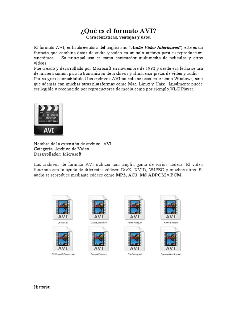 El Formato AVI | PDF | Códec | Archivo de computadora