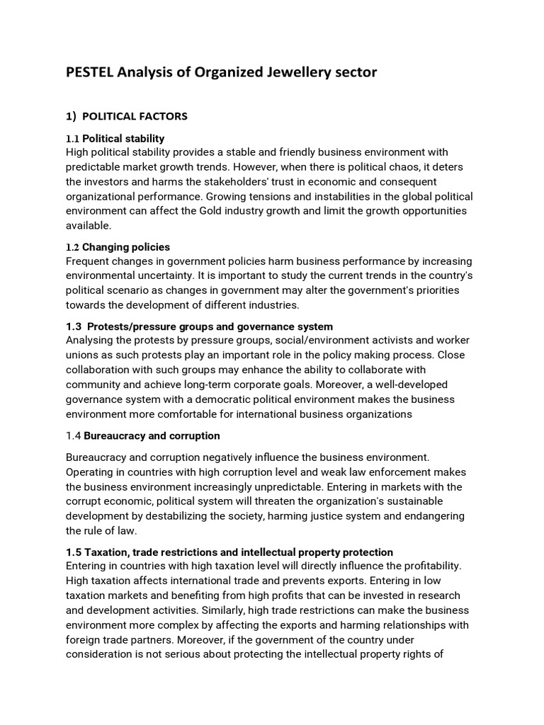 PESTEL Analysis of Colombia's Jewellery Sector | PDF | Economic Growth ...