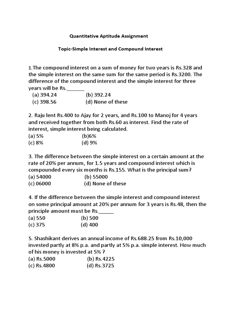 Math Practice: Interest Problems | PDF | Interest | Compound Interest