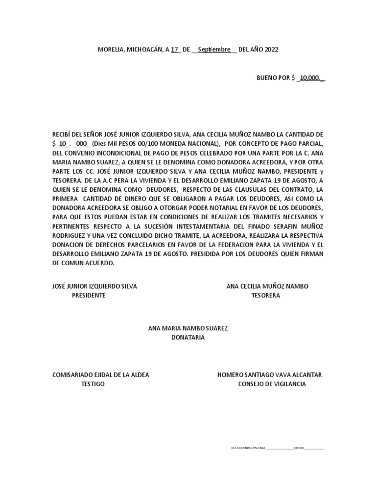 Recibo de Dinero Junior | PDF