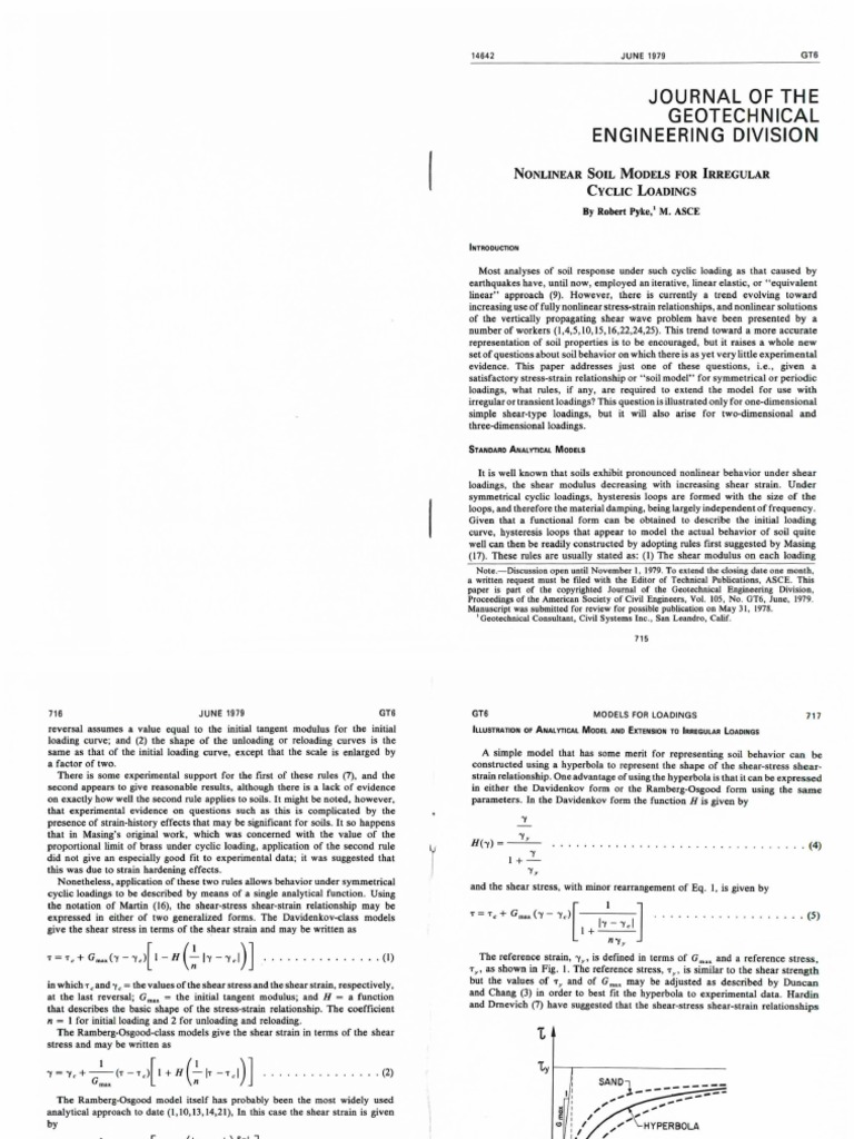 Nonlinear Soil Models For Irregular | PDF | Young's Modulus | Elasticity (Physics)