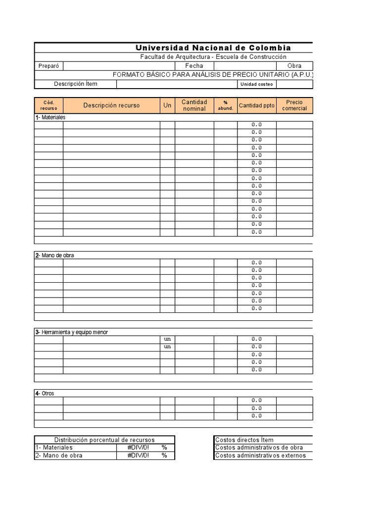 Formato APU | PDF | Economias