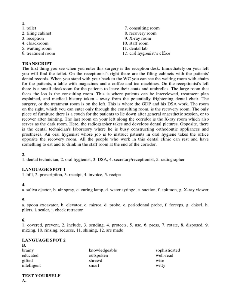 UNIT 5 5 Dental Surgery, Dental Team, Dental Unit and Basic Dental ...