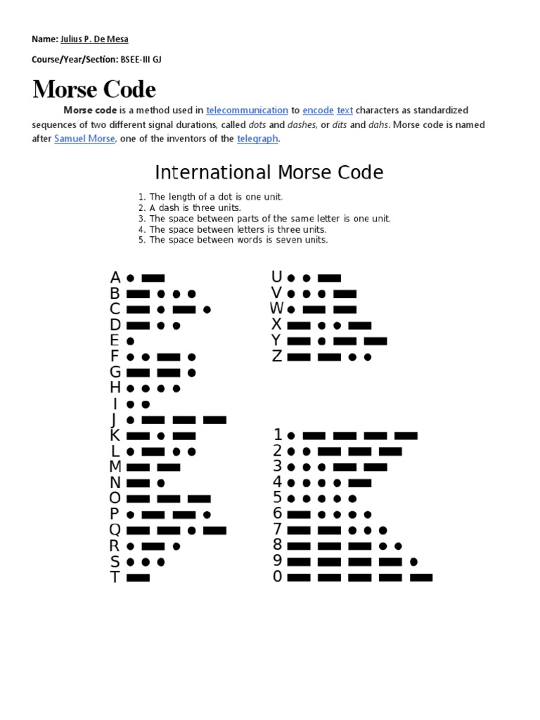 Activity 1-Morse Code and Ohm's Law-De Mesa Julius | PDF