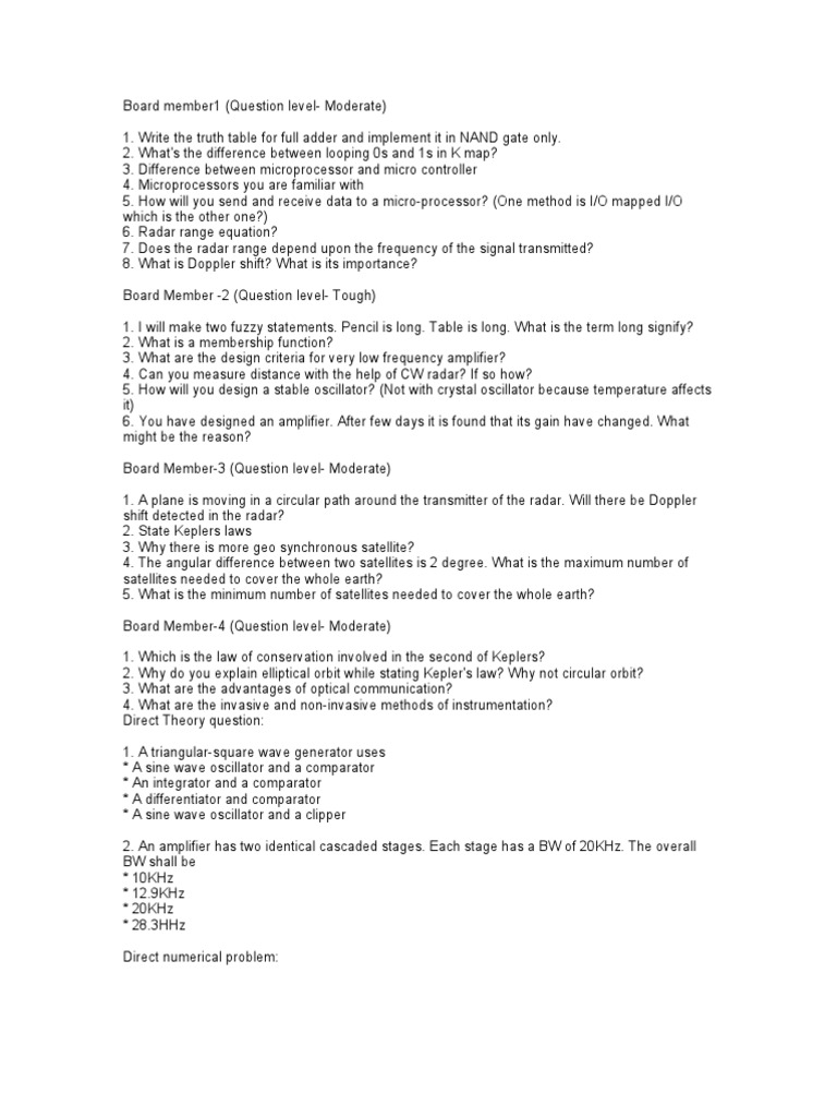 Drdo - Questions | PDF | Electronics | Electrical Engineering