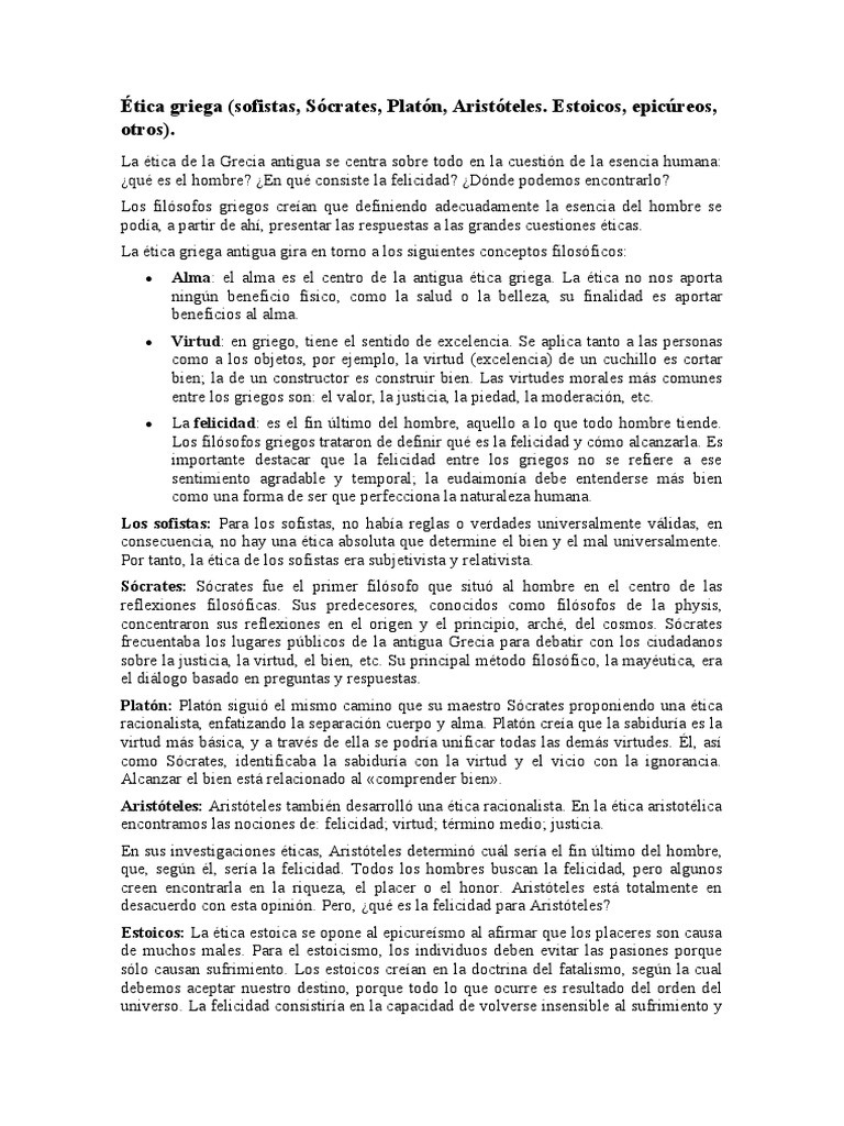 Ética en la Antigua Grecia: Filosofía y Virtud | PDF | Estoicismo ...