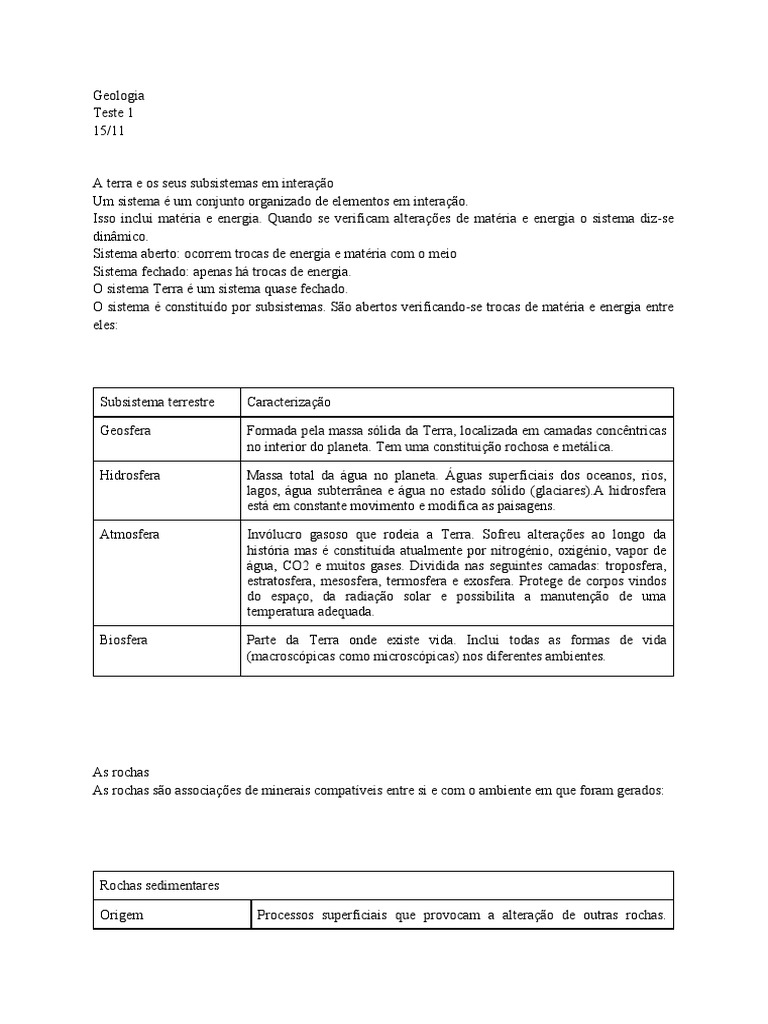 Resumo Geologia 10º Ano | PDF | Placas tectônicas | Solo oceânico