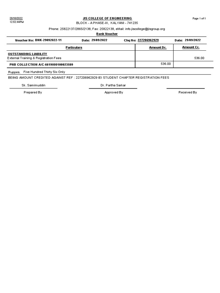 IEI Fees Receipt | PDF