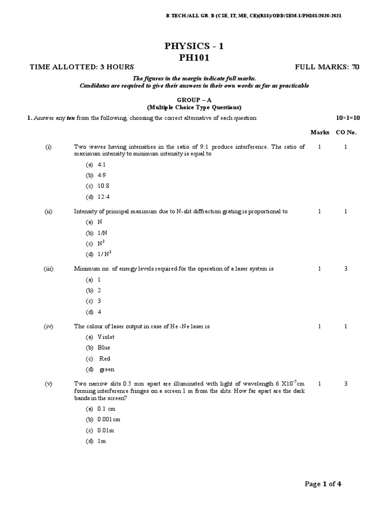Cse It Me Ce Ph101 Physics - I 18 | PDF | Crystal Structure | Damping