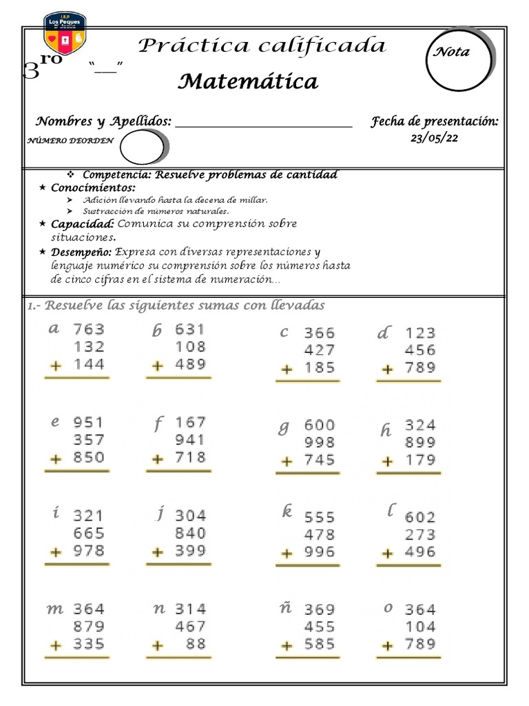 Práctica Calificada Matemática 1 | PDF | Matemáticas | Aritmética